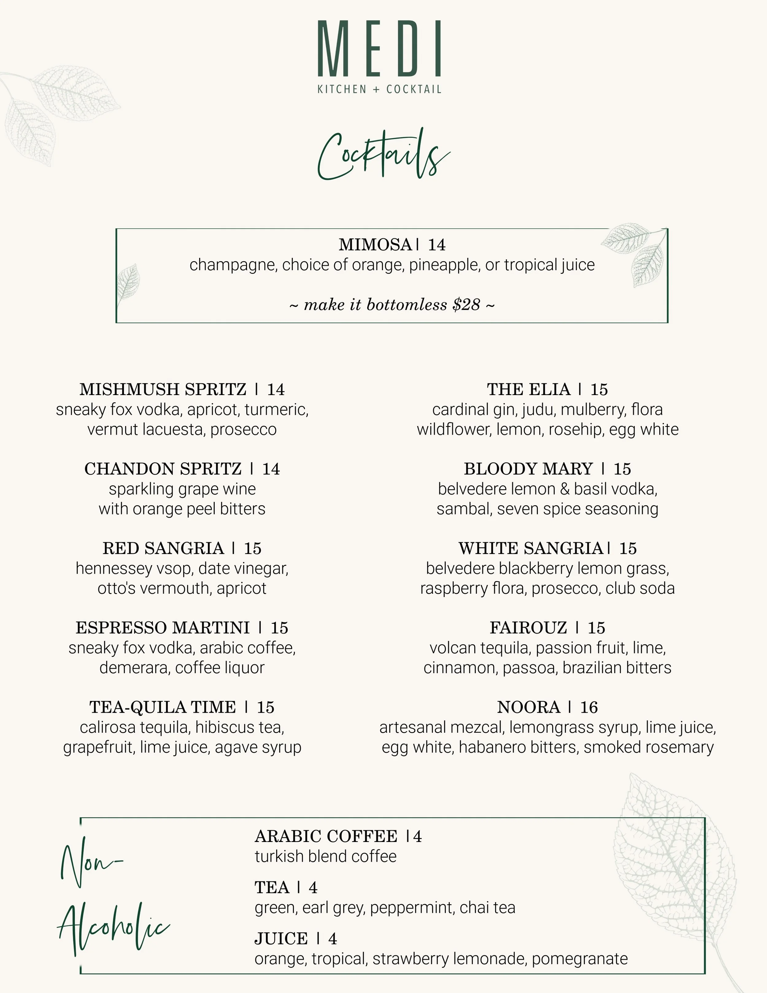 Menus — Medi Kitchen & Cocktail