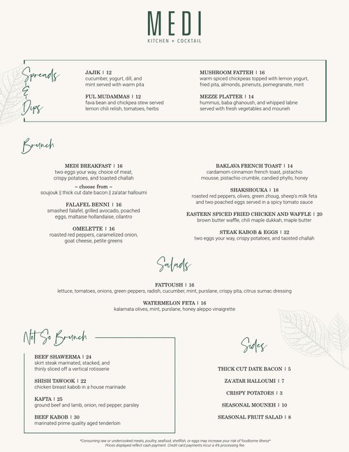Menus — Medi Kitchen & Cocktail