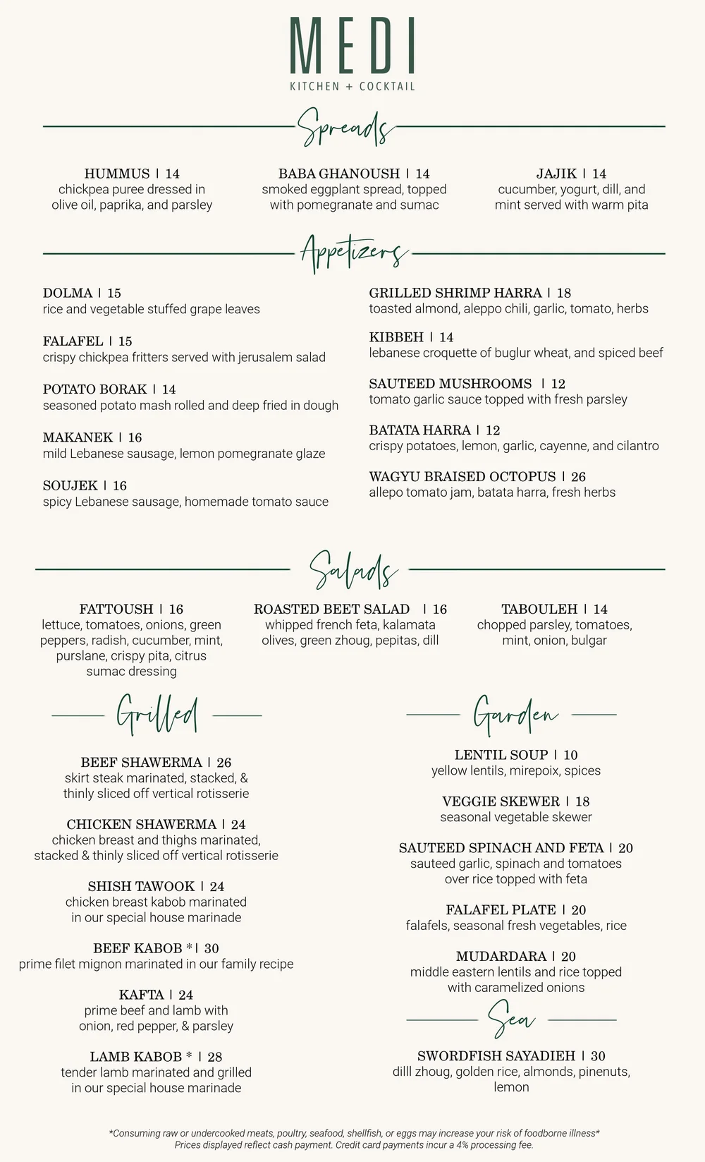 Menus | Discover Menus & Order Now — Medi Kitchen & Cocktail