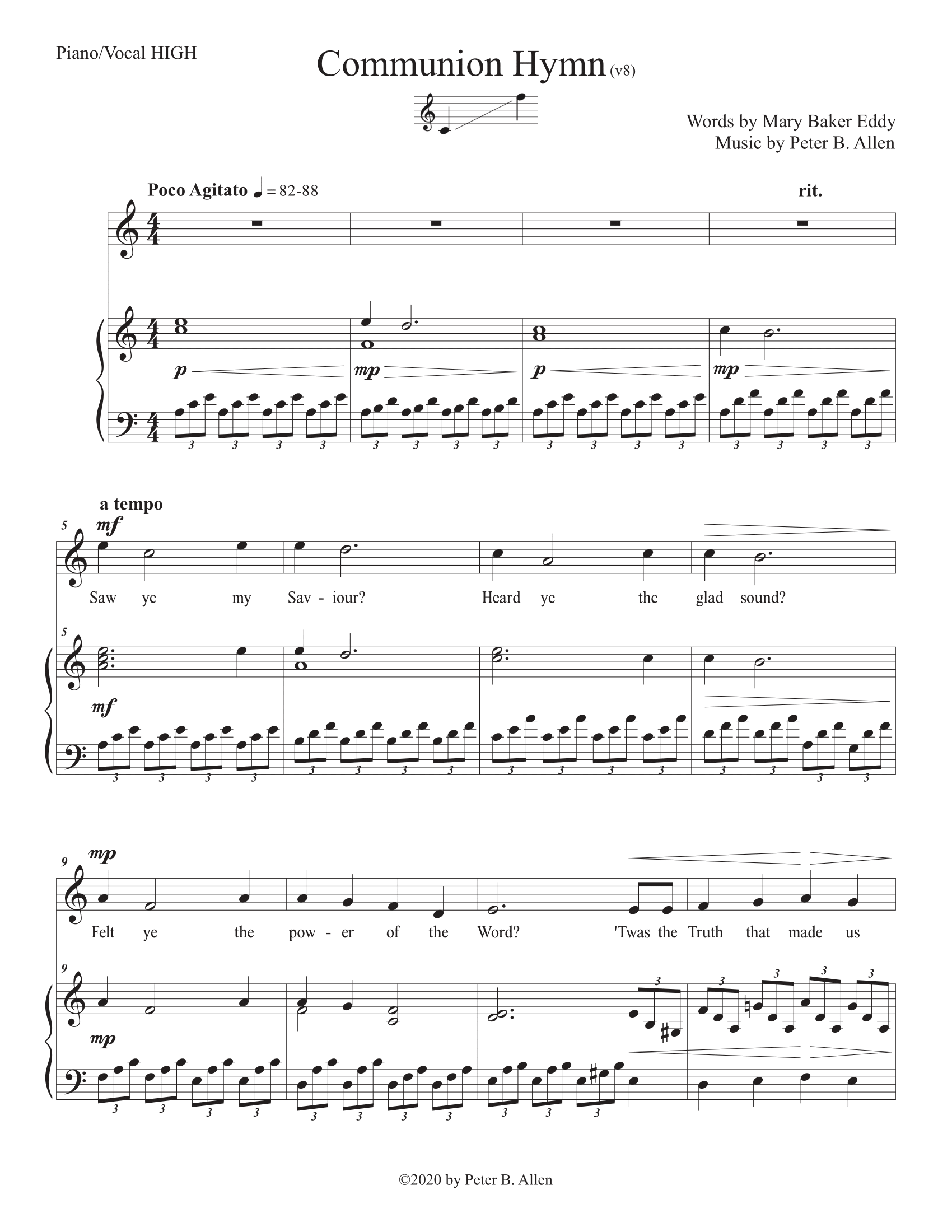 Communion Hymn - Sheet Music - HIGH — Peter B. Allen