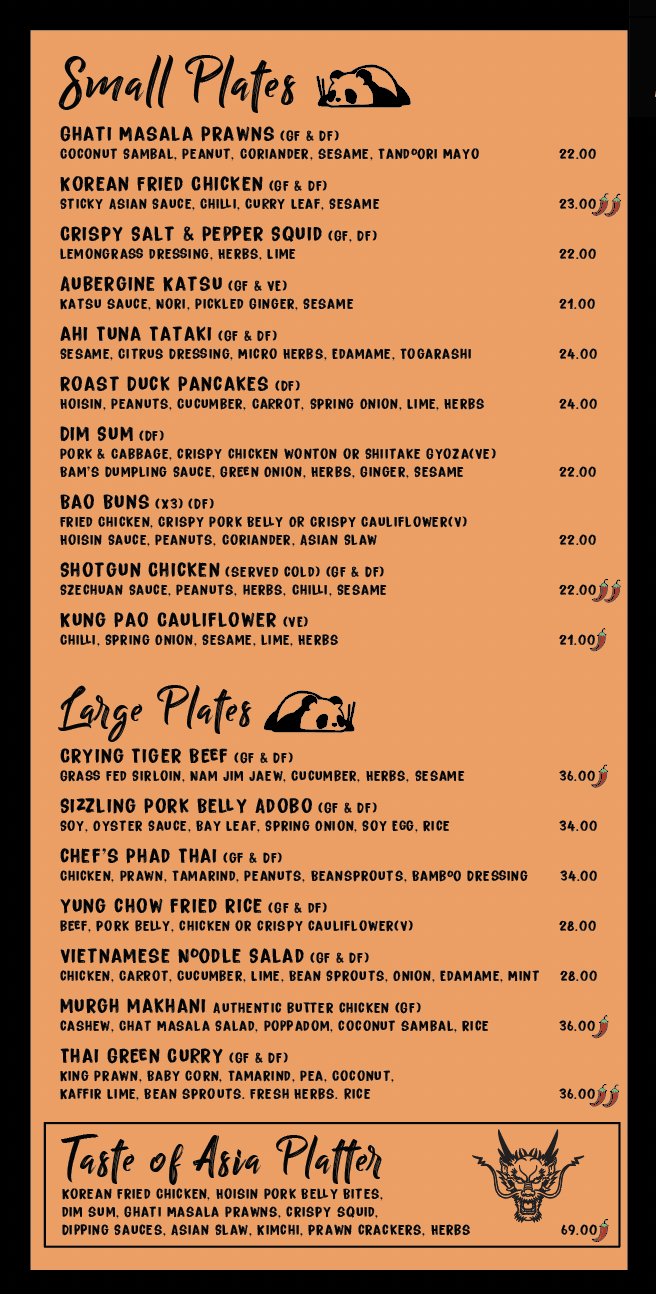 Bam Boo Menu — Bam Boo