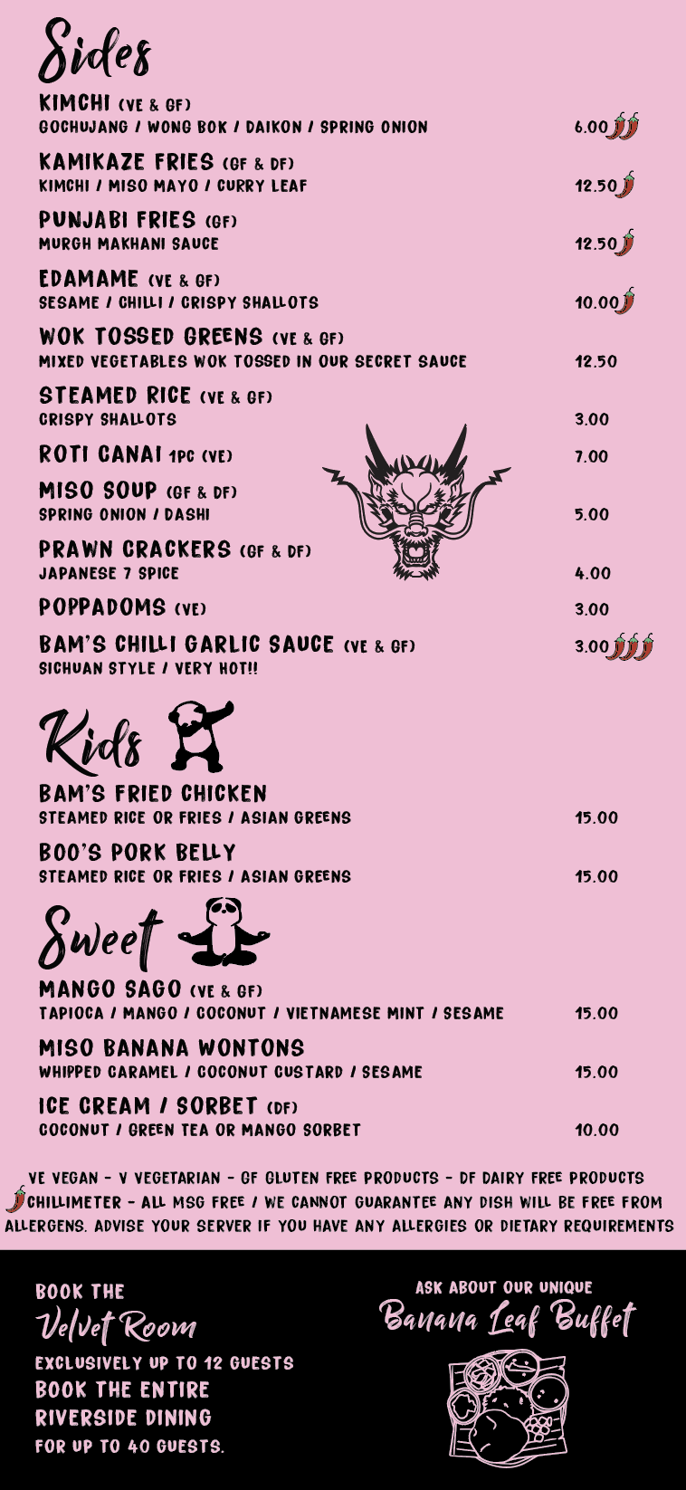 Bam Boo Menu — Bam Boo