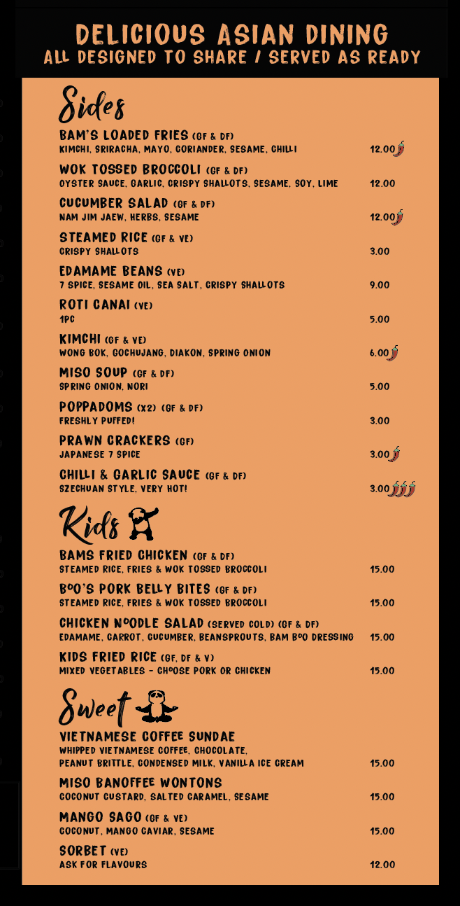 Bam Boo Menu — Bam Boo