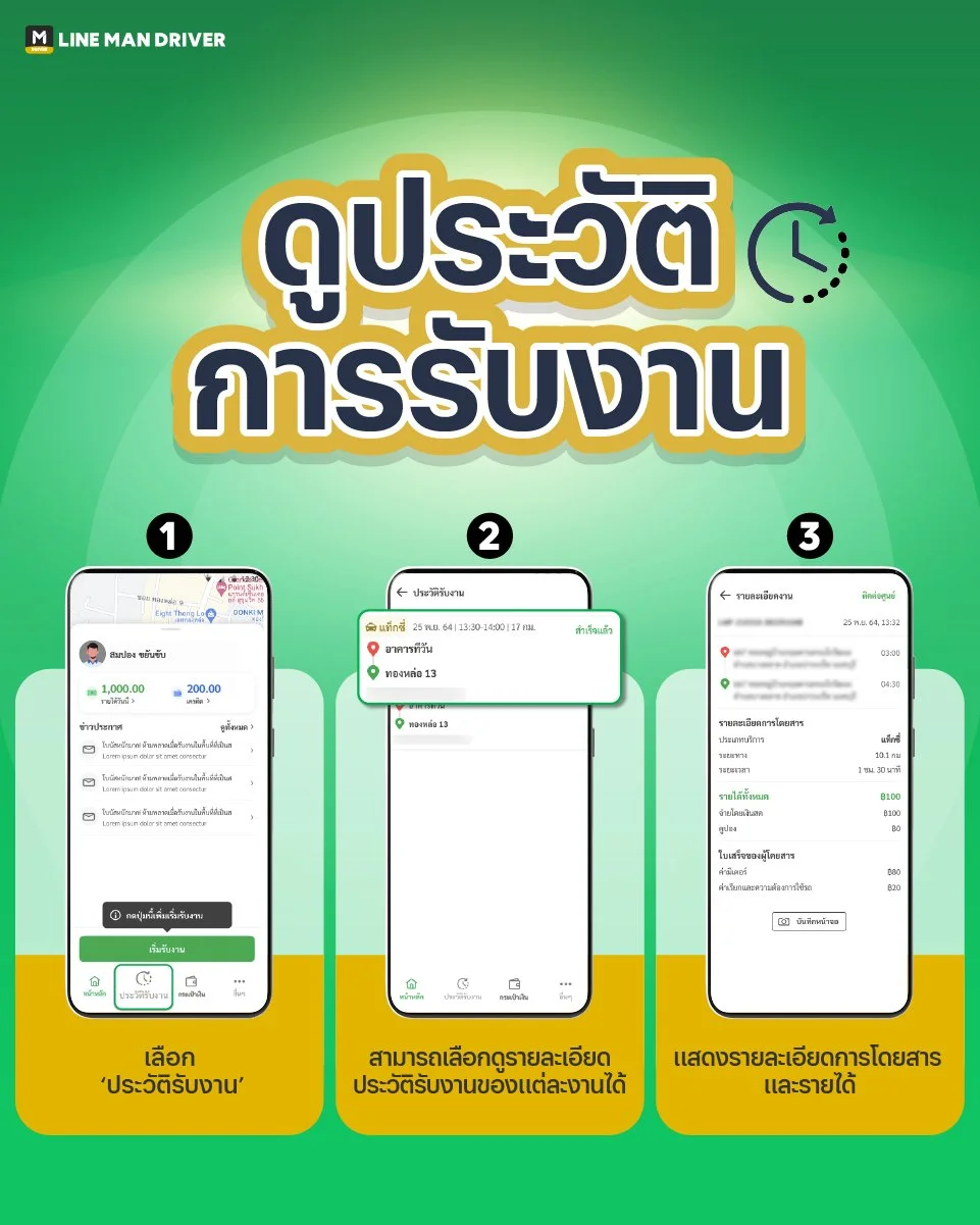 ดูประวัติ การรับงาน — LINE MAN RIDER