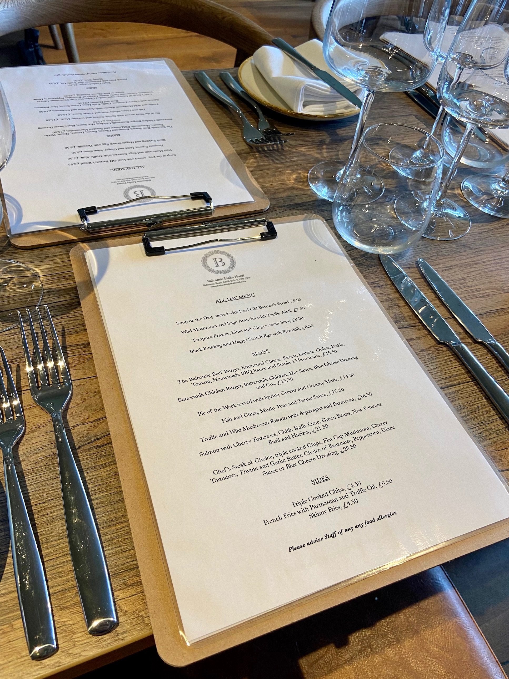 Balcomie Links Hotel explains it's food and menu ethos for those ...