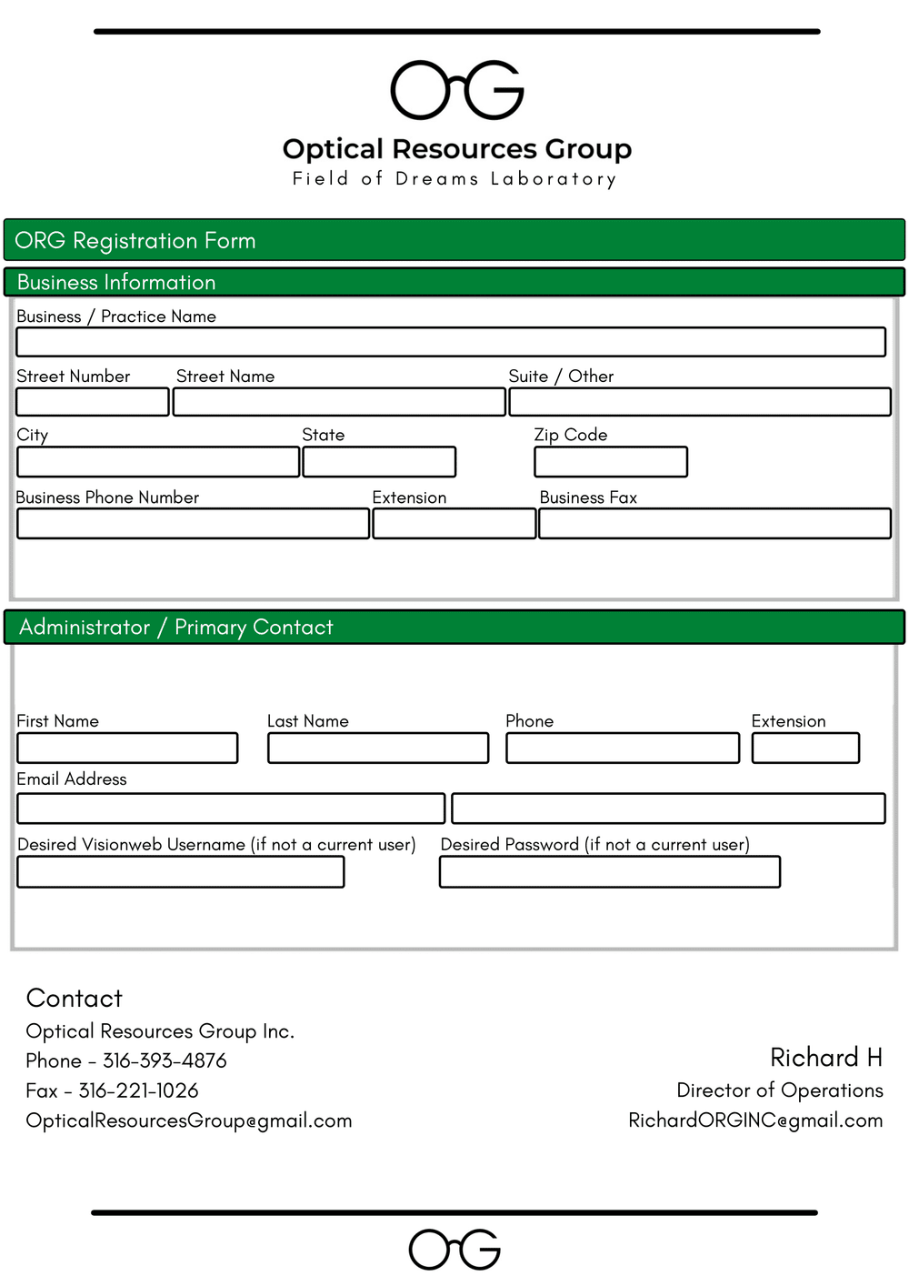 Registration Form — Optical Resources Group