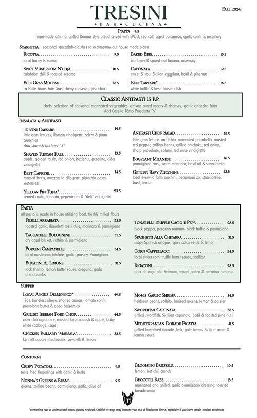 Menus — TRESINI
