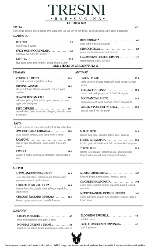 Menus — TRESINI