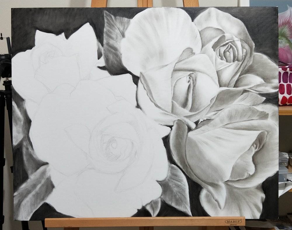 How to paint roses in oil - Step by Step — Natasha Junmanee