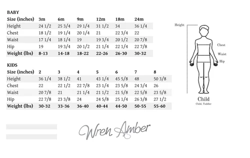 Sizing Chart — Wren Amber Clothing