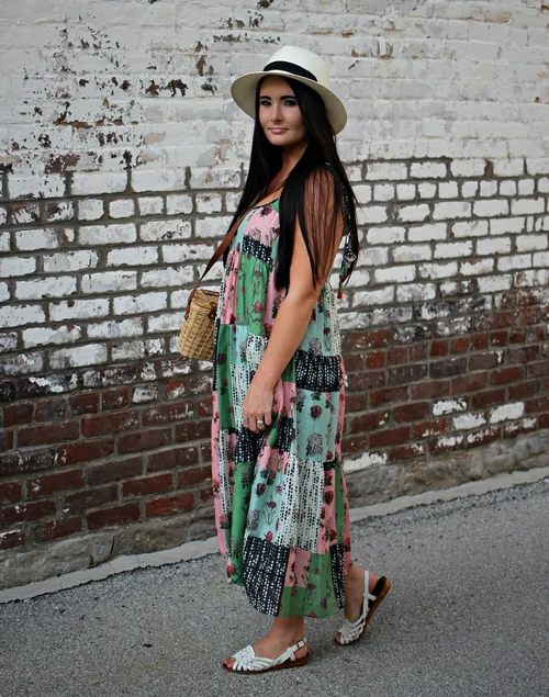Patchwork Floral Midi Dress — Gathered Living