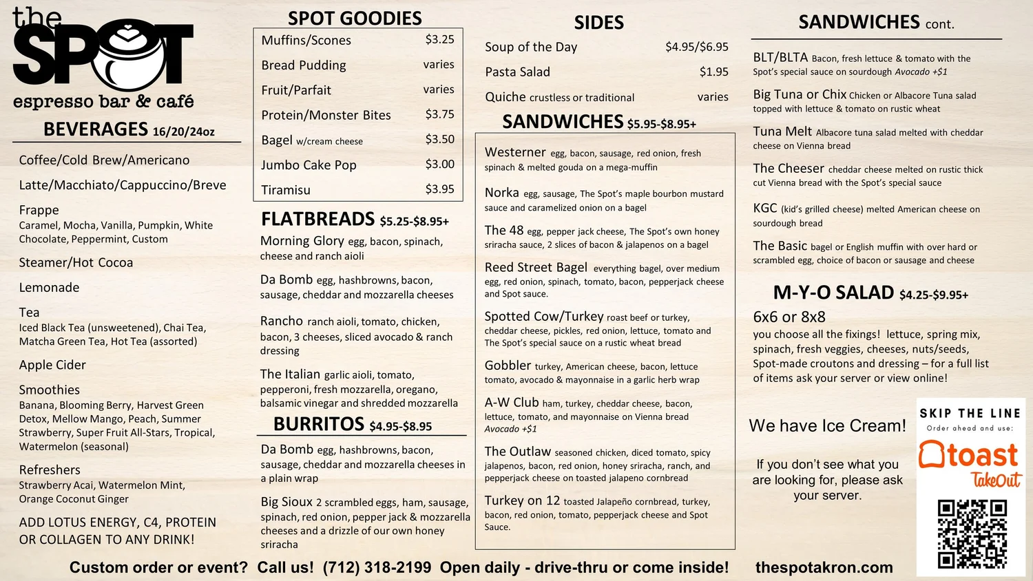 Menu — THE SPOT Espresso Bar & Cafe
