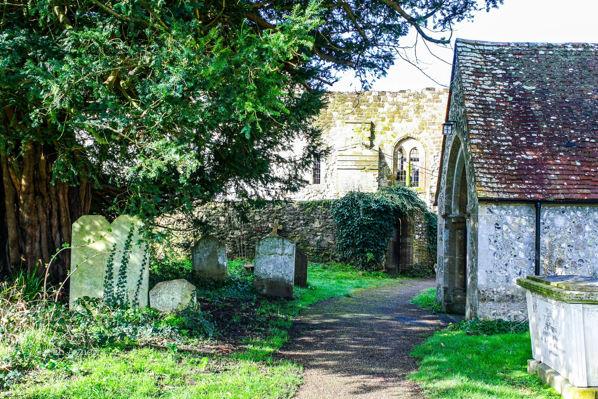 St Michael’s Church with Amberley Castle's wall, and the castle's ...