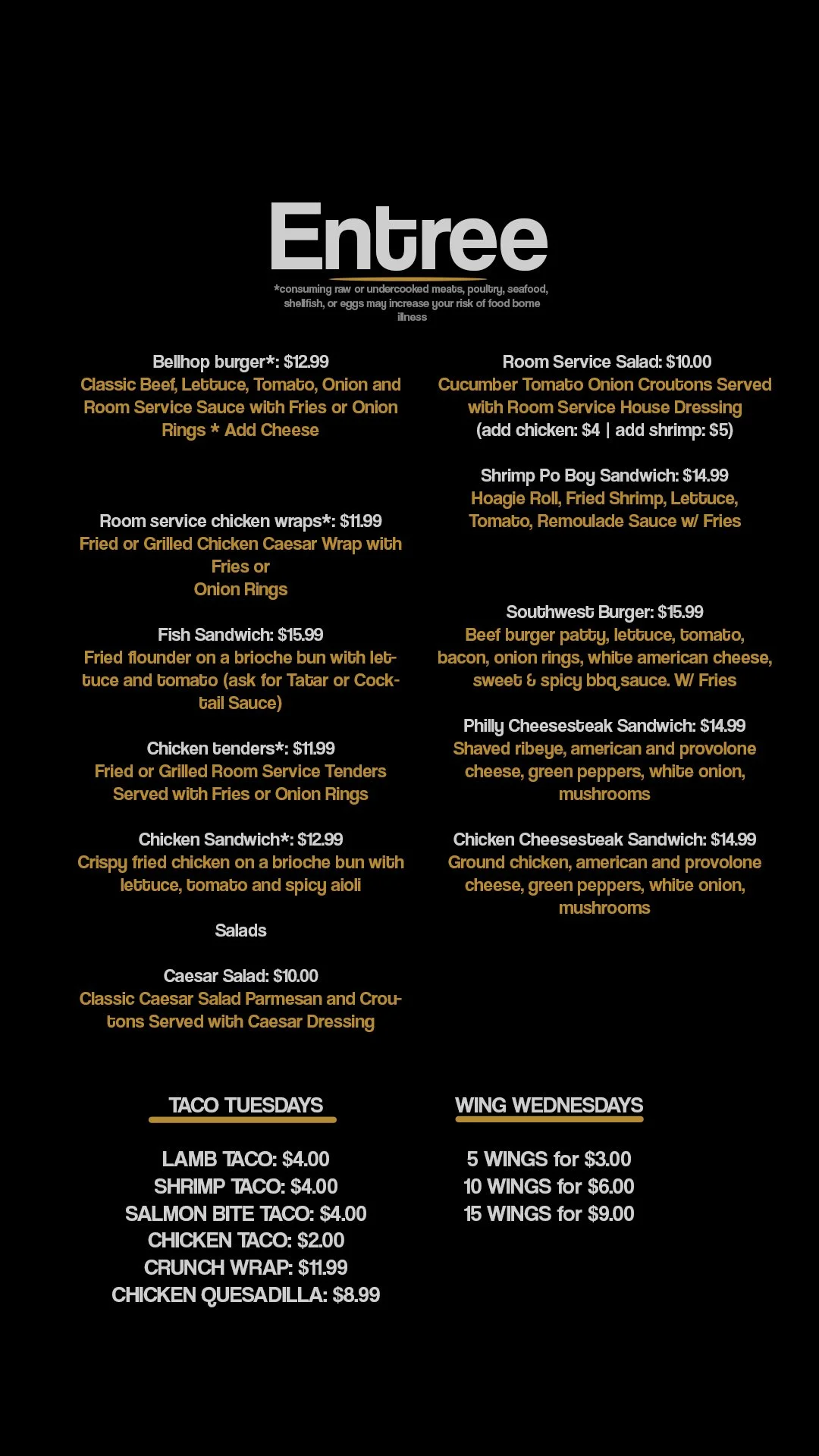 LUNCH — Room Service Bistro