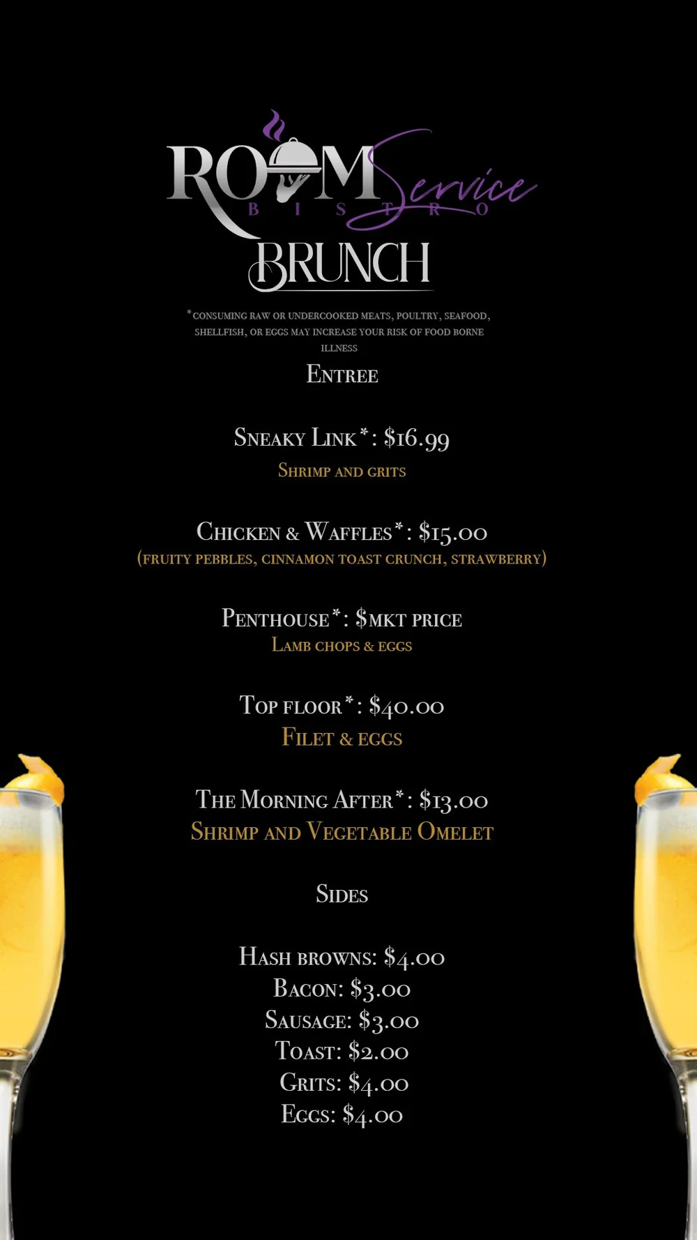 Menu — Room Service Bistro
