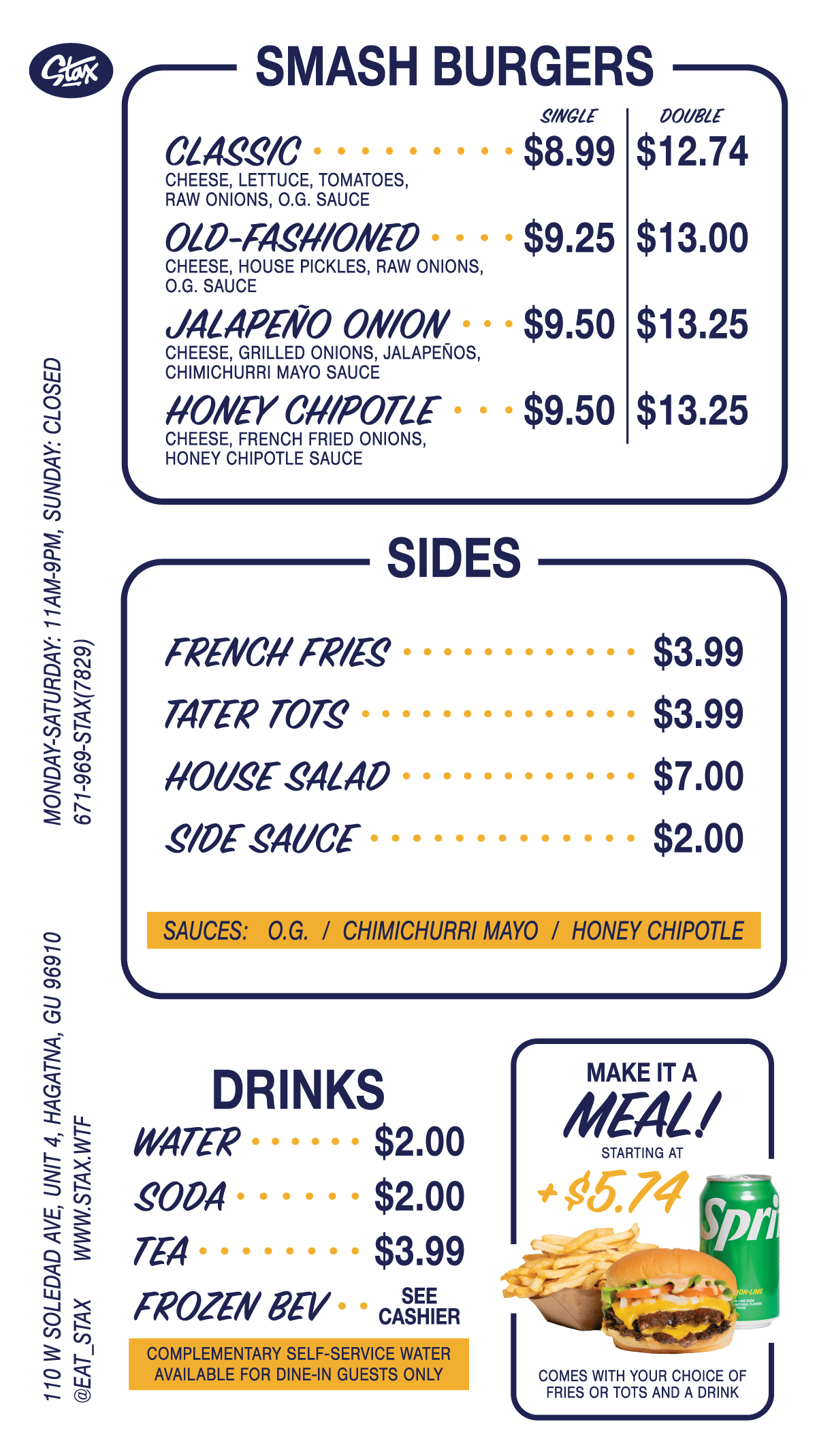 Menu — Stax Smash Burgers
