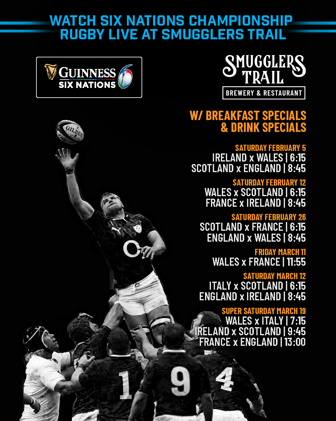 BREAKFAST + RUGBY AT THE TRAILHEAD — SMUGGLERS TRAIL