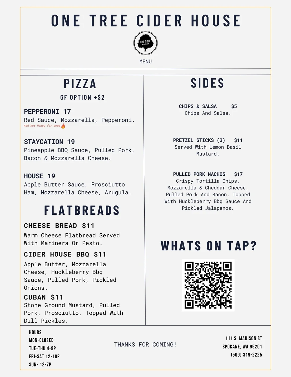 ONE TREE CIDER HOUSE — ONE TREE HARD CIDER