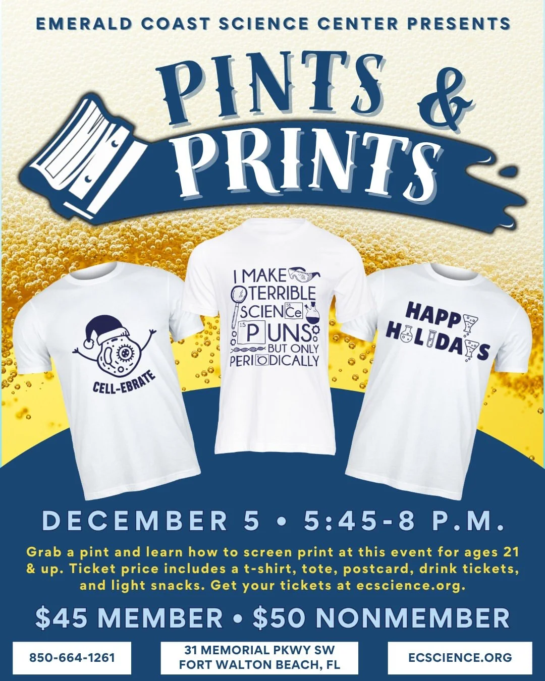 Pints & Prints at the Emerald Coast Science Center | Elevated ...