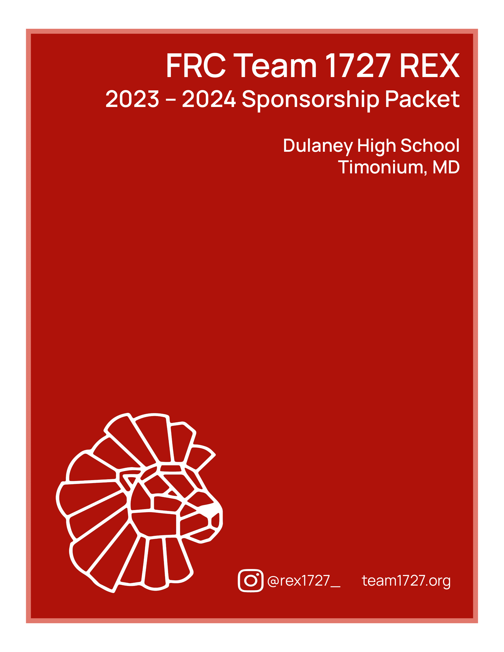 FRC Sponsorship Materials — Team 1727 REX