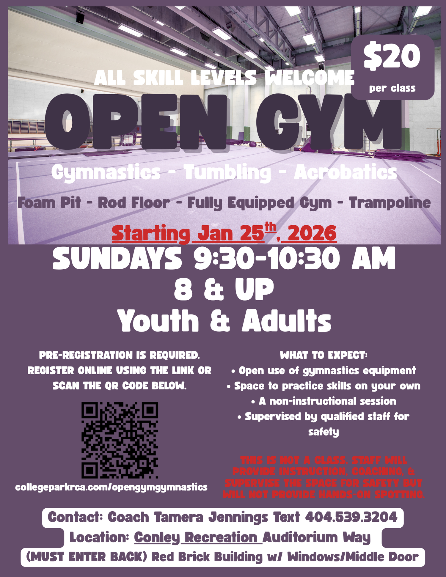 OPEN GYM: Gymnastics/Tumbling — College Park Recreation and Cultural Arts