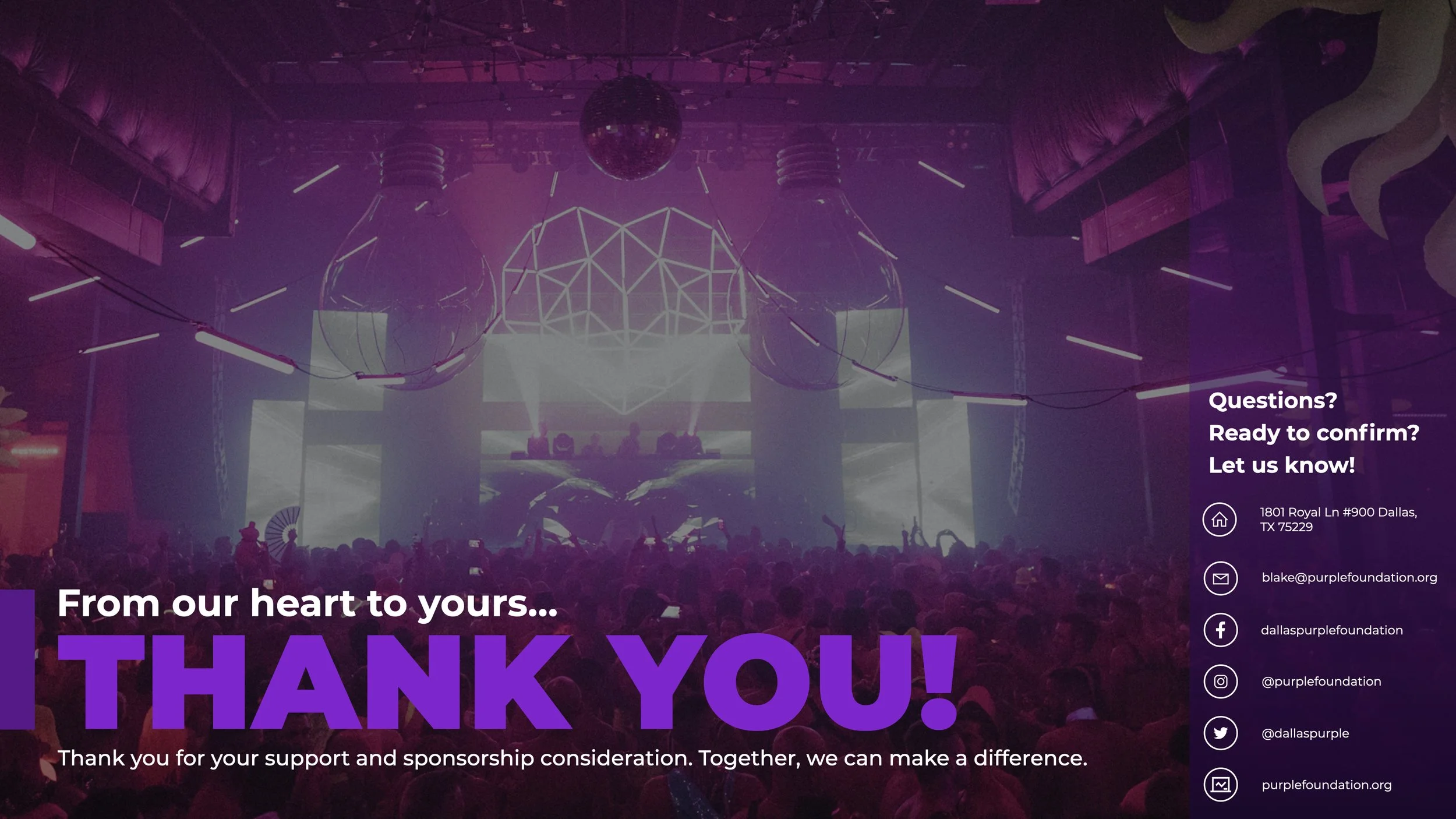 Sponsorship Opportunities — Purple Foundation, Inc.