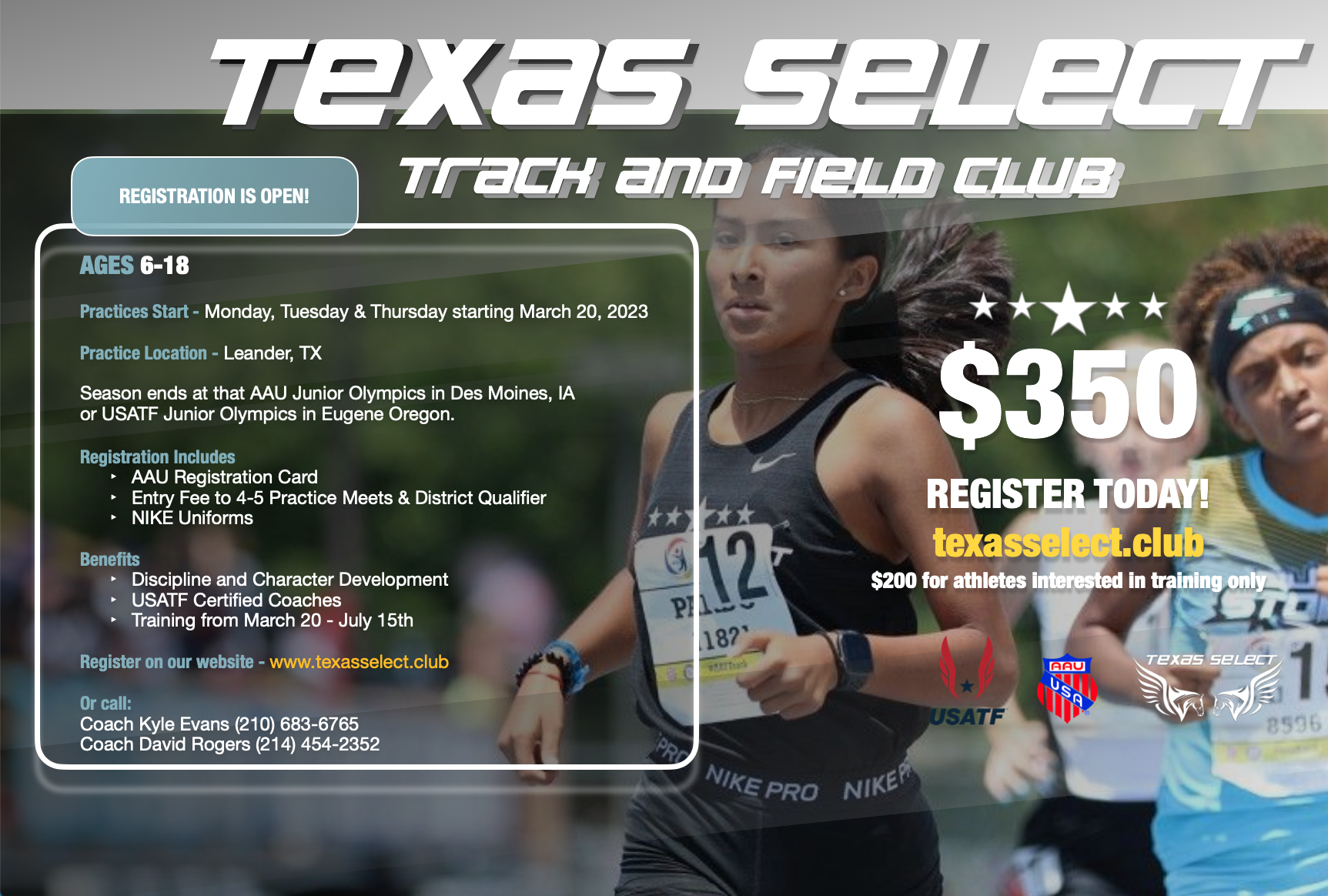 Summer Registration — Texas Select XC Track Club Texas Select Track and ...
