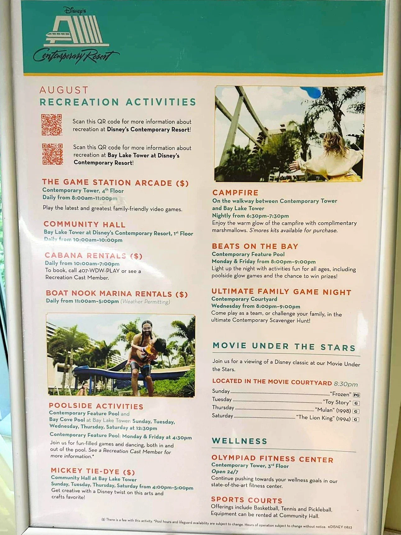Disney's Contemporary Resort Activity Calendar Archive — Magical Resort ...