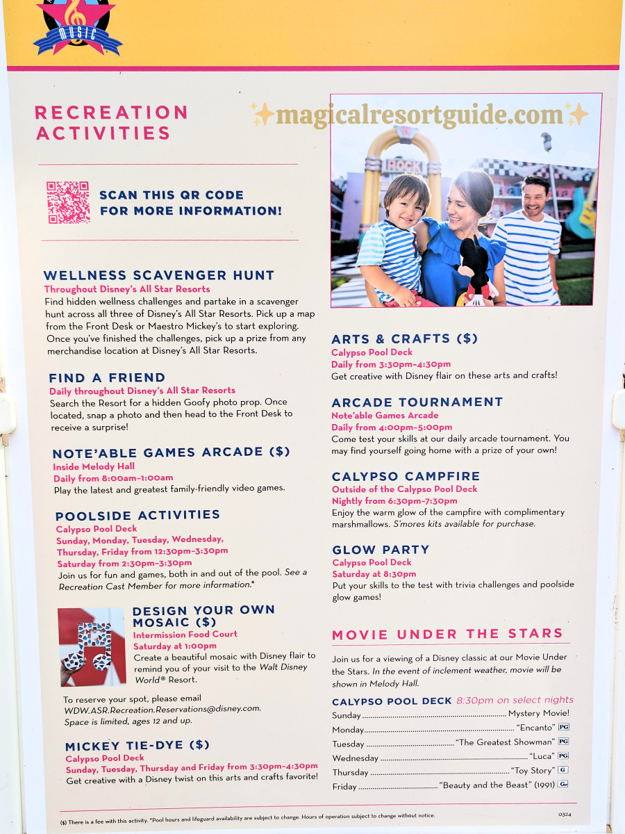 Disney's All-Star Music Resort Activity Calendar Archive — Magical ...