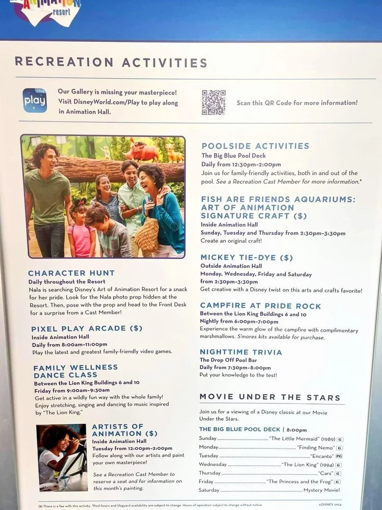 Disney's Art of Animation Resort Activity Calendar Archive — Magical ...