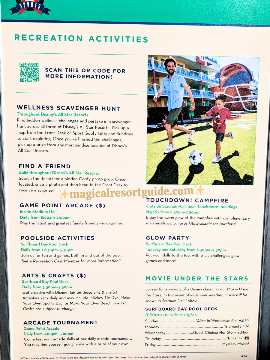 Disney's All-Star Sports Resort Activity Calendar Archive — Magical Resort Guide
