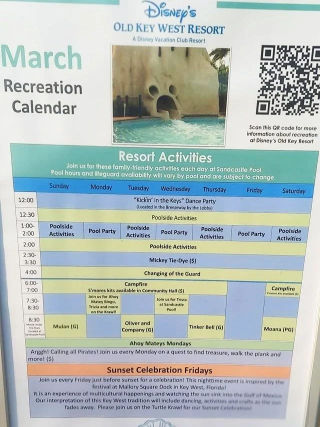 Disney's Old Key West Resort Activity Calendar Archive — Magical Resort ...
