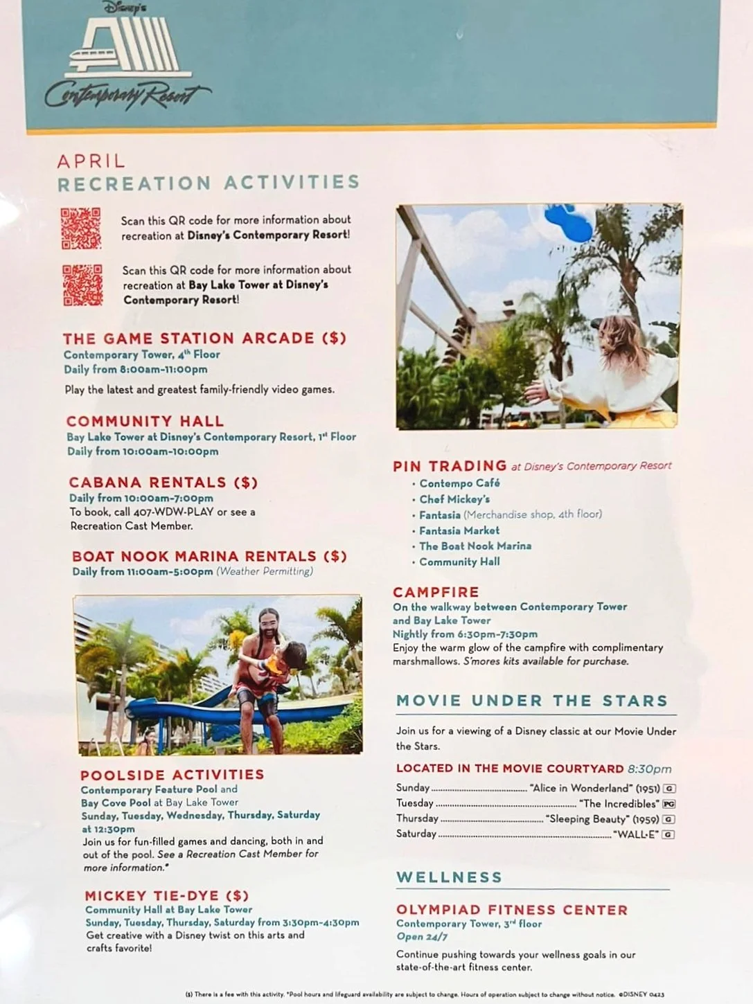 Disney's Contemporary Resort Activity Calendar Archive — Magical Resort ...