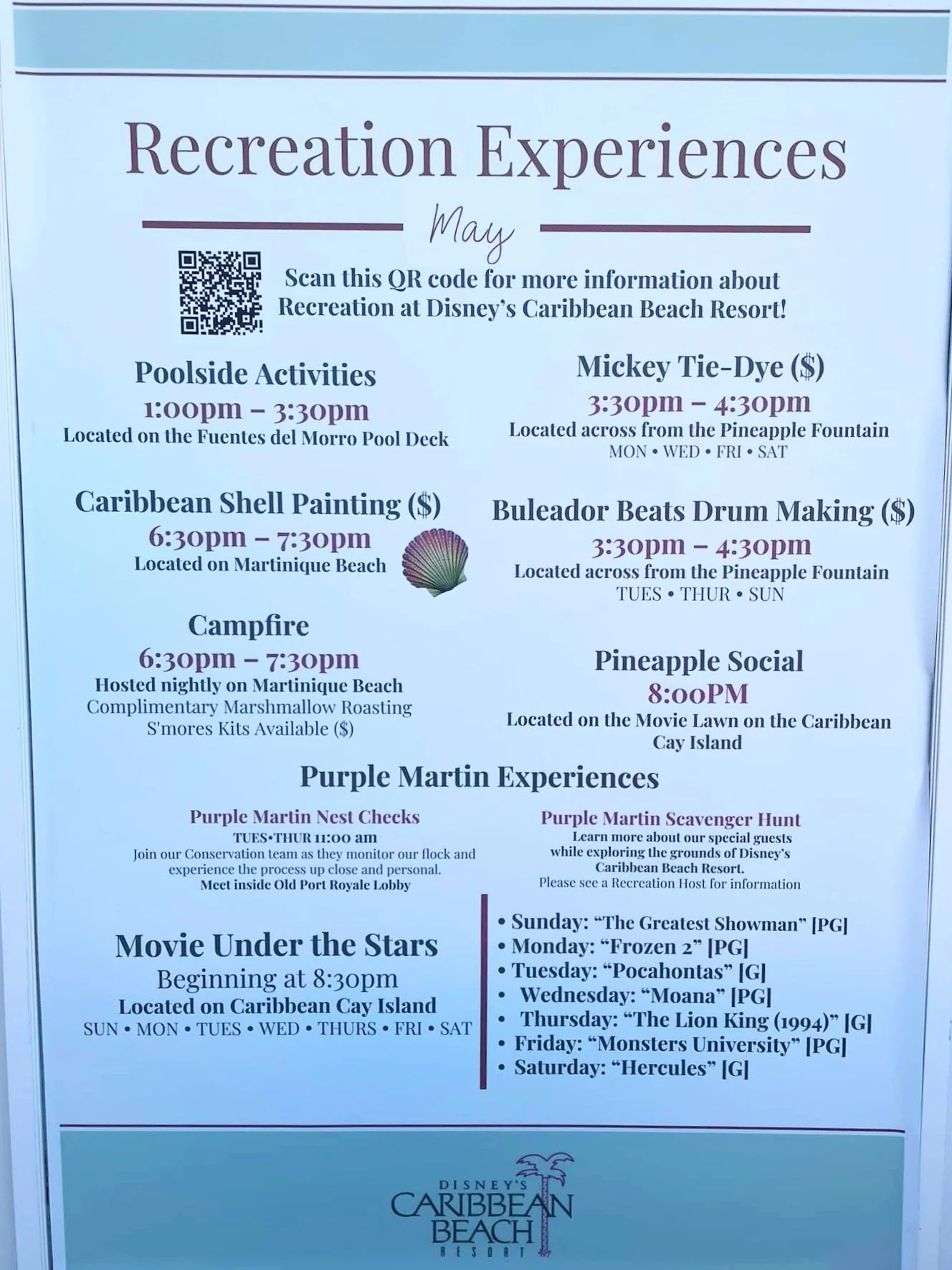 Disney's Caribbean Beach Resort Activity Calendar Archive — Magical ...