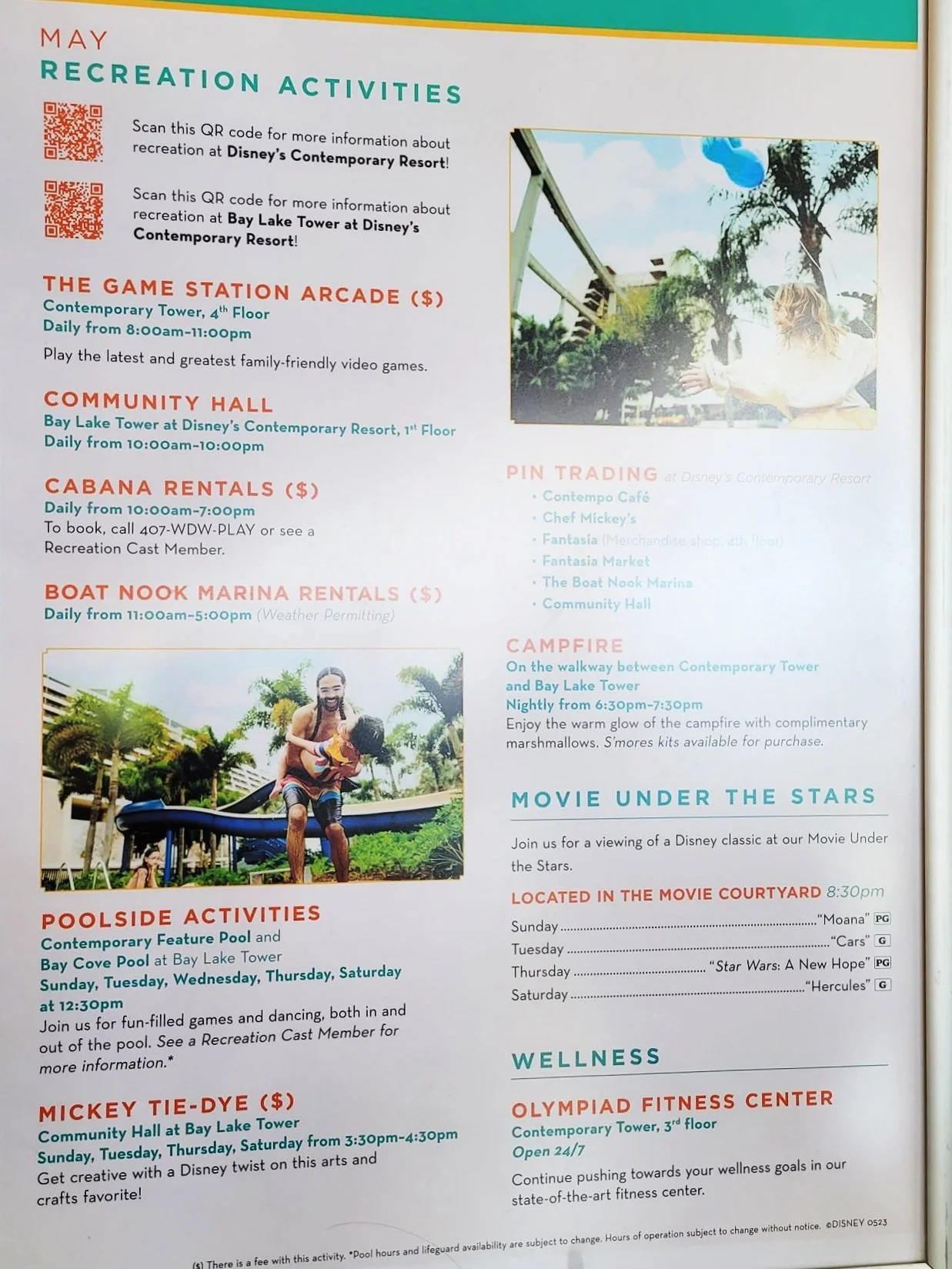 Disney's Contemporary Resort Activity Calendar Archive — Magical Resort ...