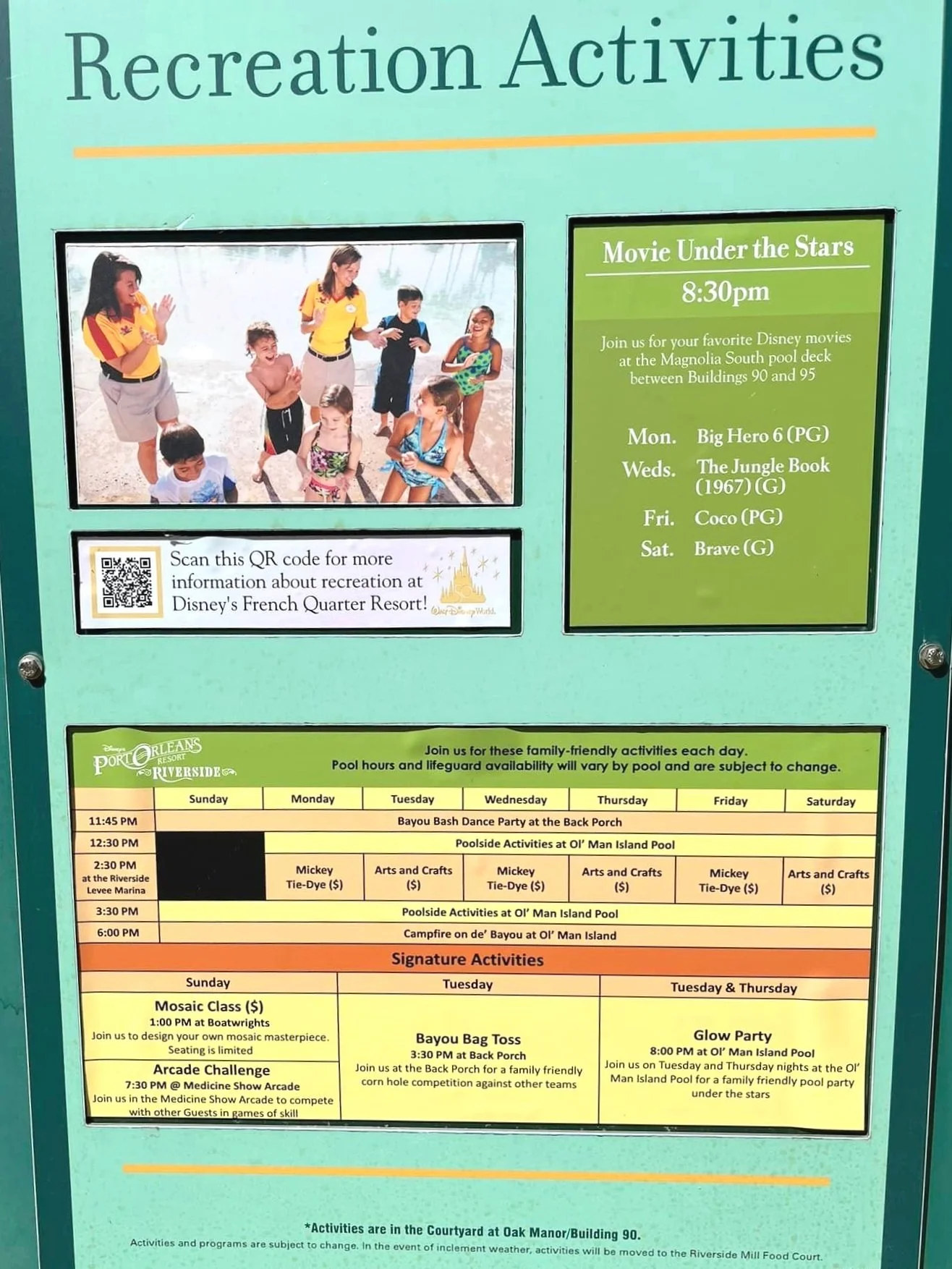 Disney Port Orleans Riverside Resort Activity Calendar Archive ...