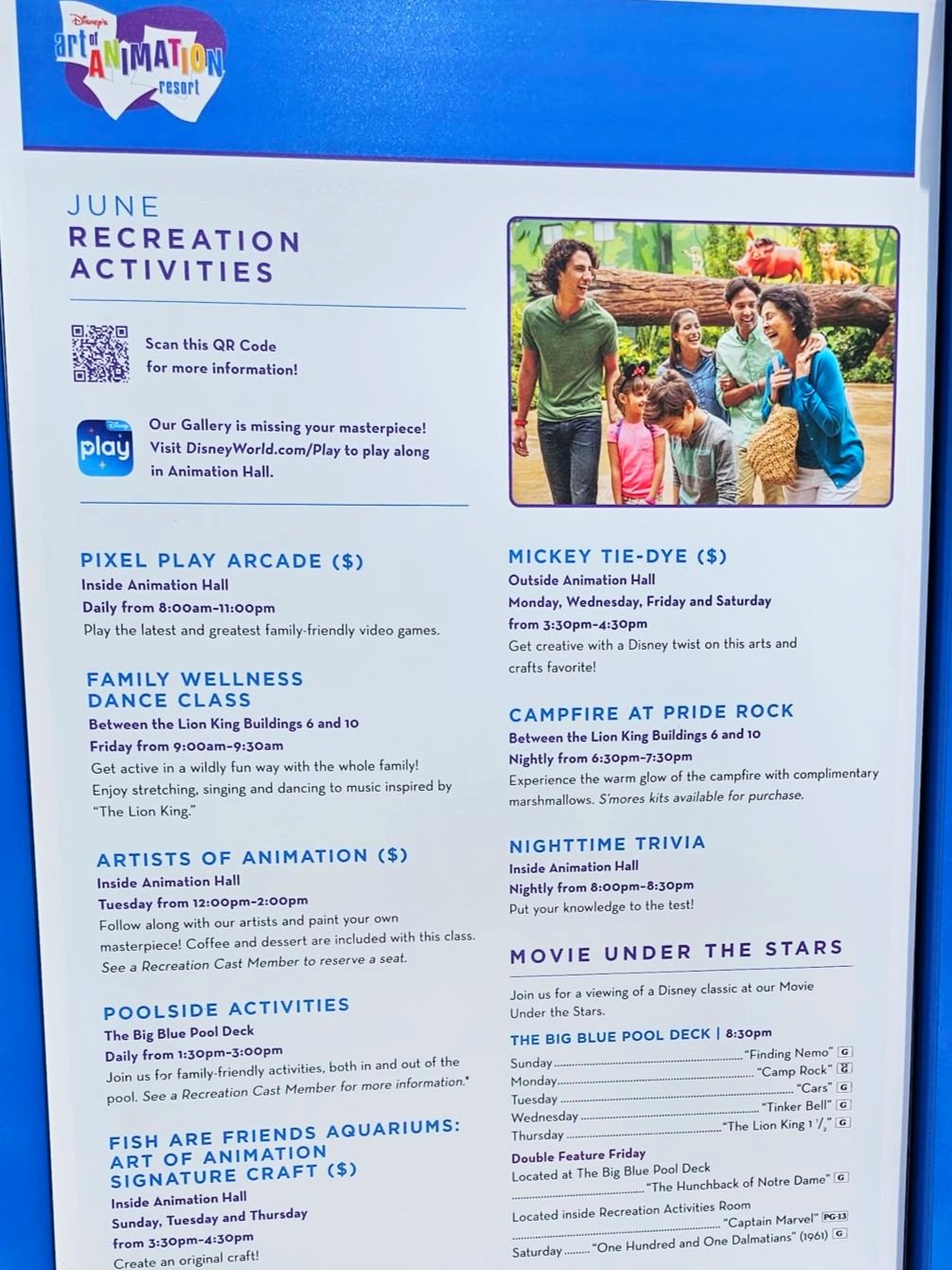 Disney's Art of Animation Resort Activity Calendar Archive — Magical Resort Guide