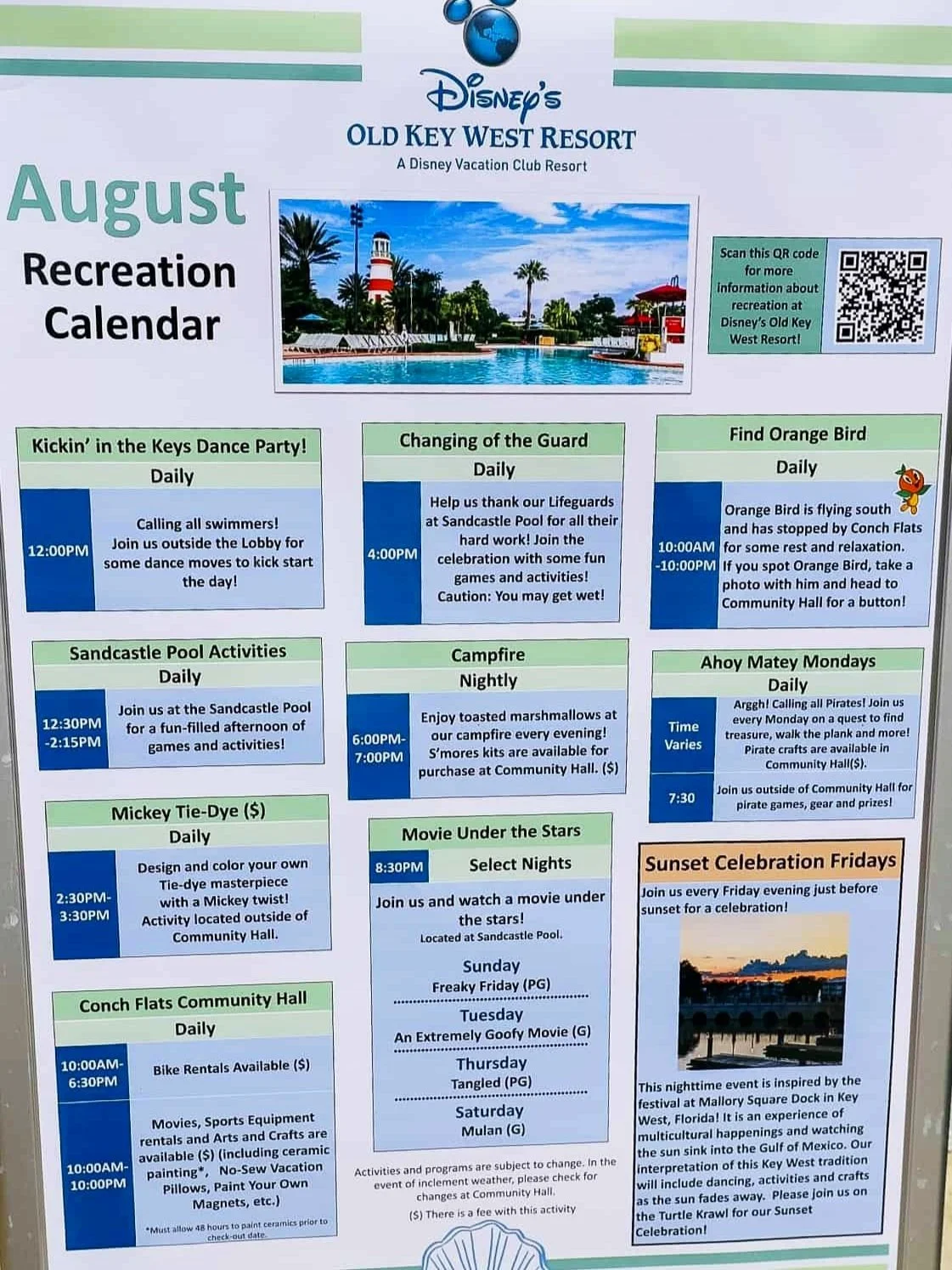 Disney's Old Key West Resort Activity Calendar Archive — Magical Resort ...