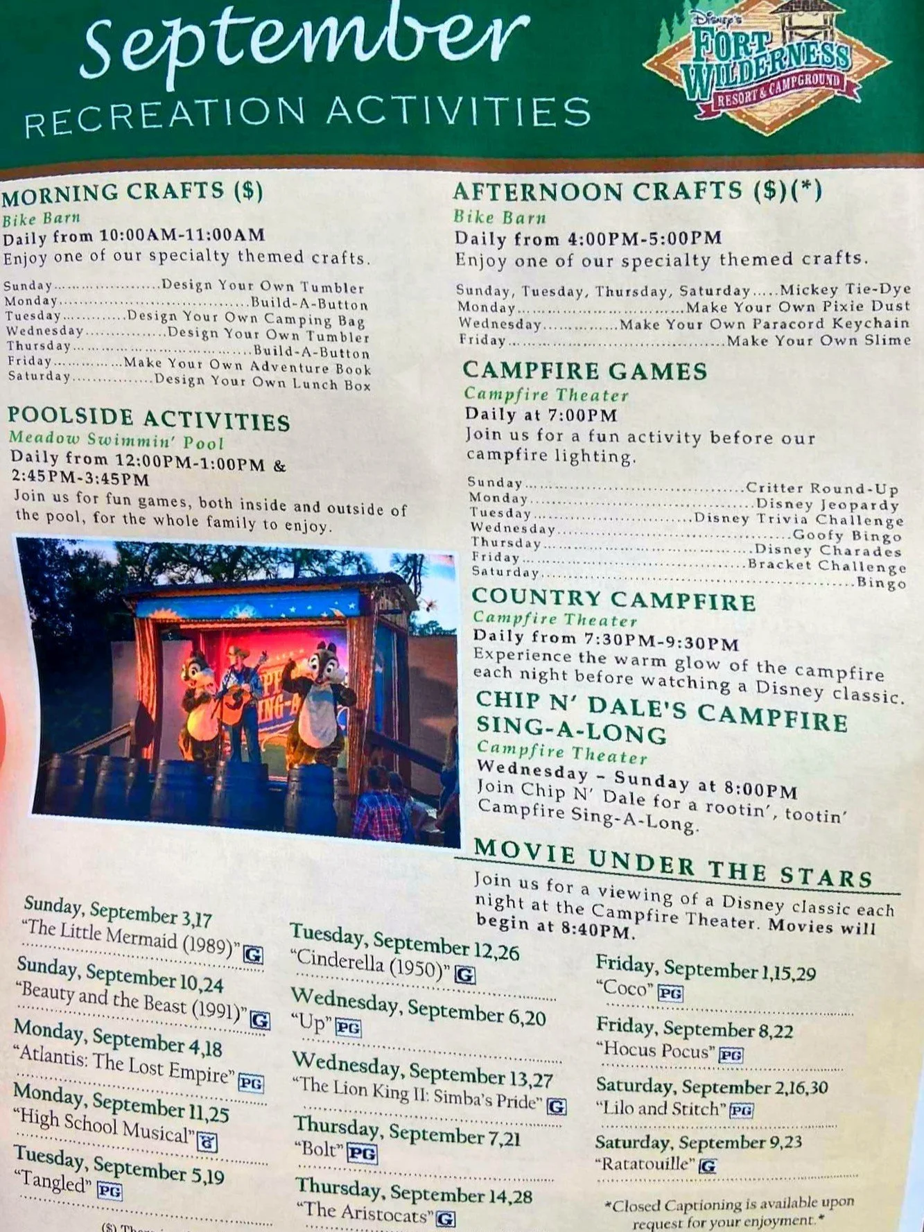 Disney's Fort Wilderness Resort Activity Calendar Archive — Magical ...