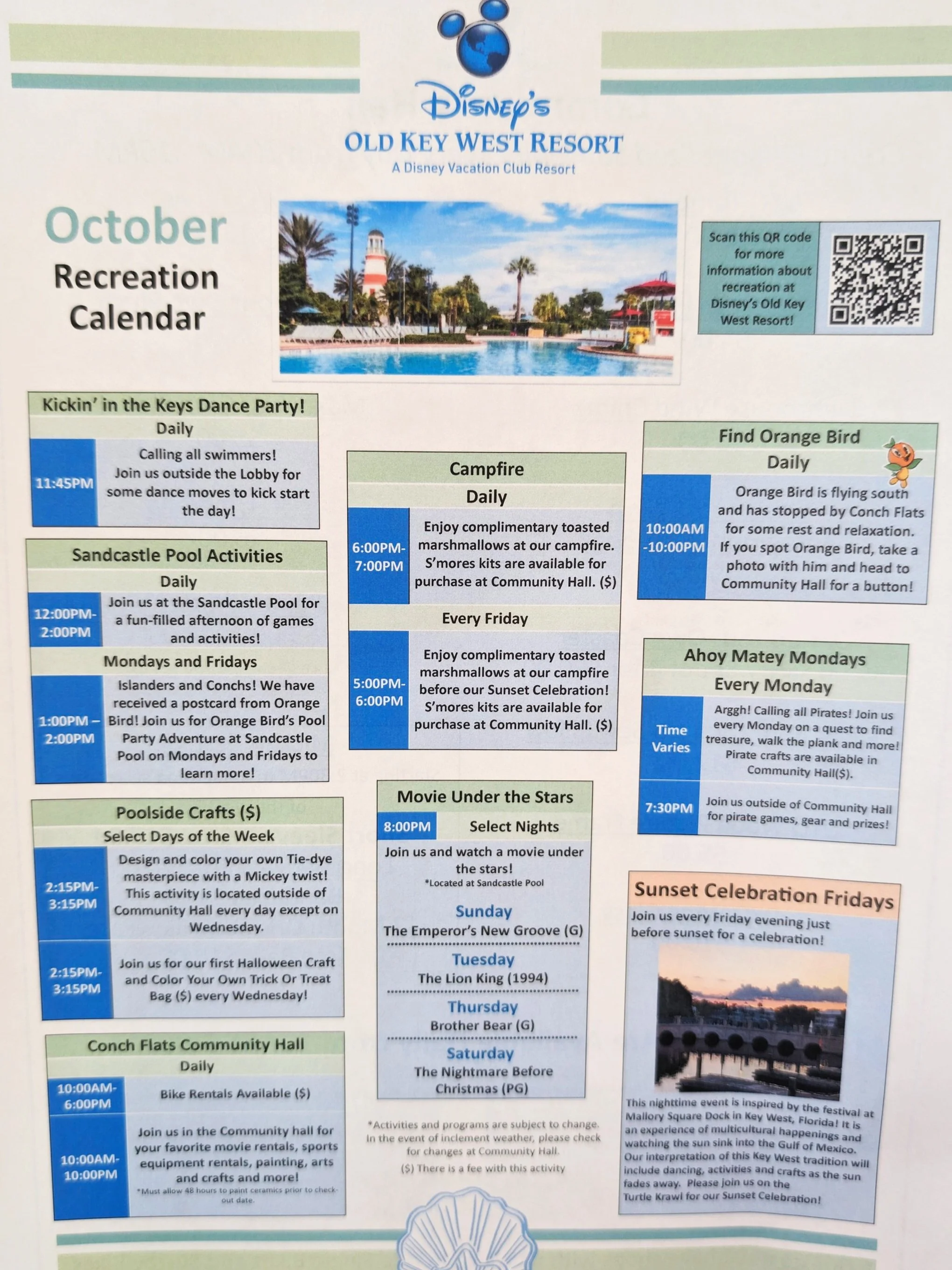 Disney's Old Key West Resort Activity Calendar Archive — Magical Resort ...