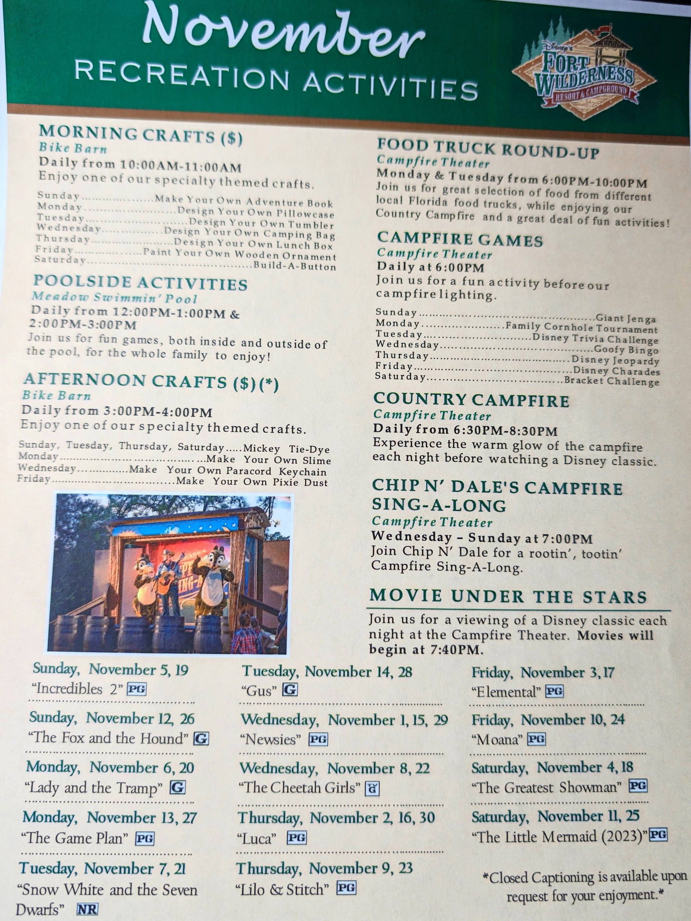 Disney's Fort Wilderness Resort Activity Calendar Archive — Magical ...