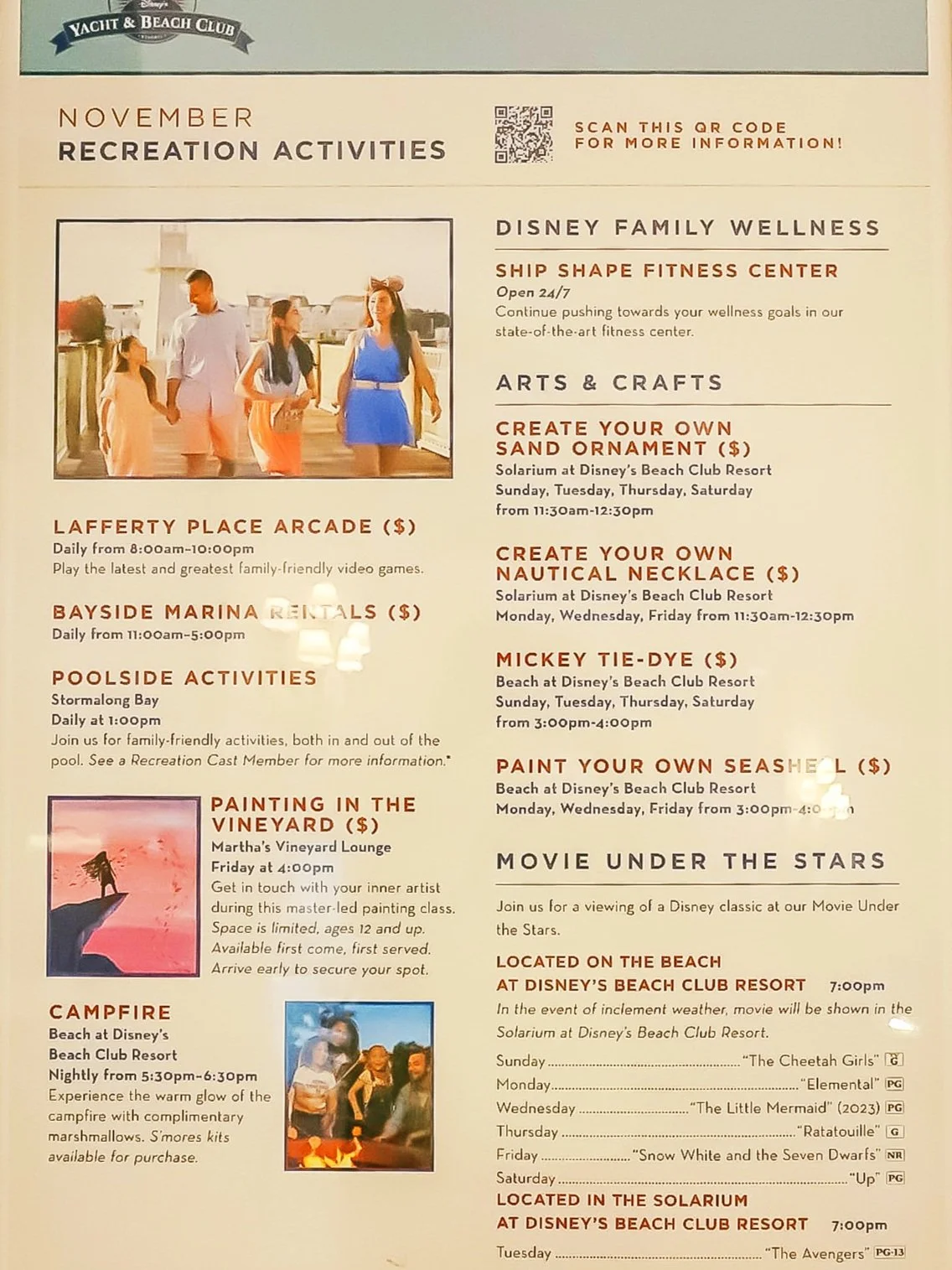 Disney's Yacht & Beach Club Resort Activity Calendar Archive — Magical ...