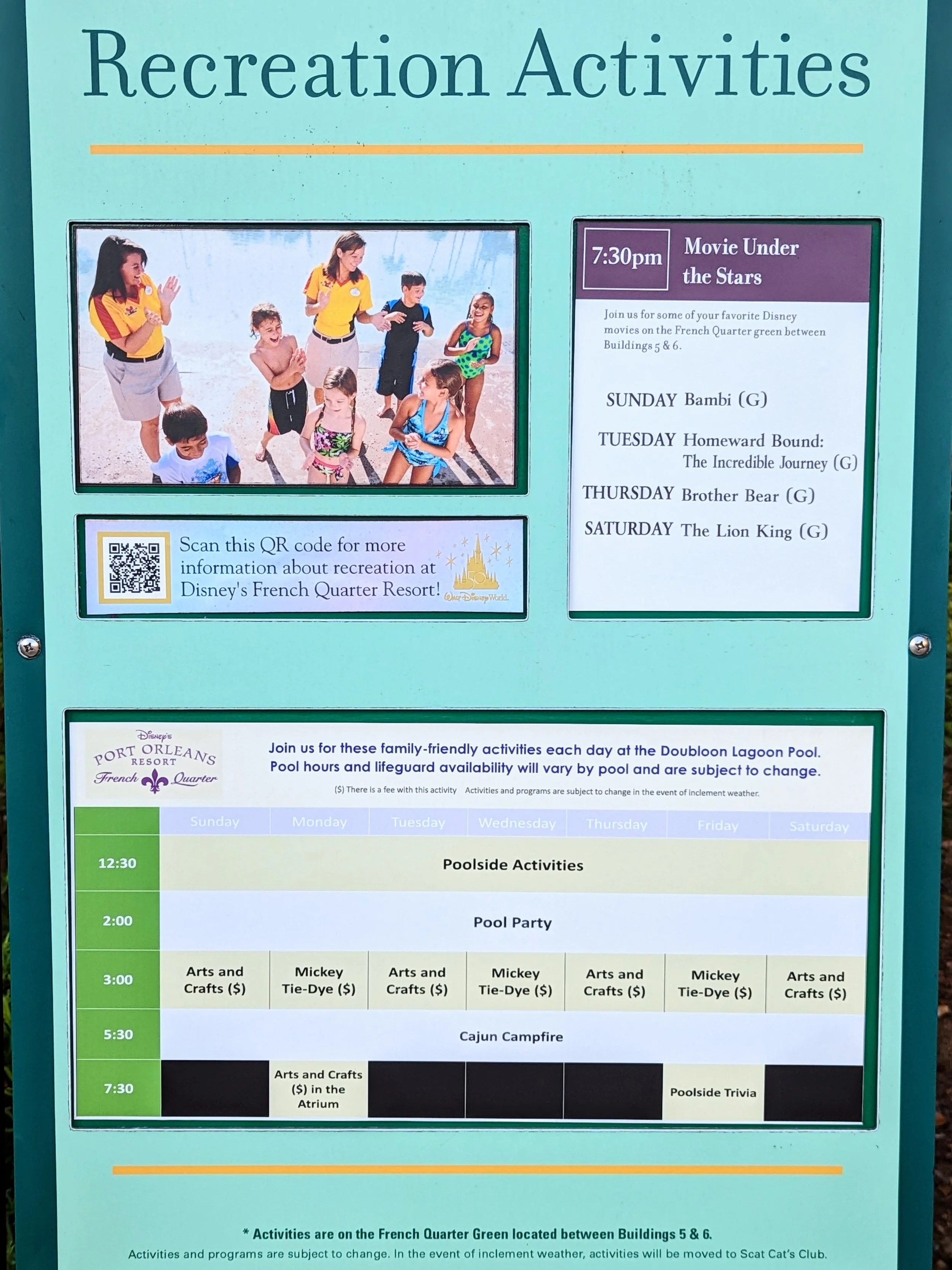 Disney's Port Orleans - French Quarter Resort Activity Calendar Archive — Magical Resort Guide