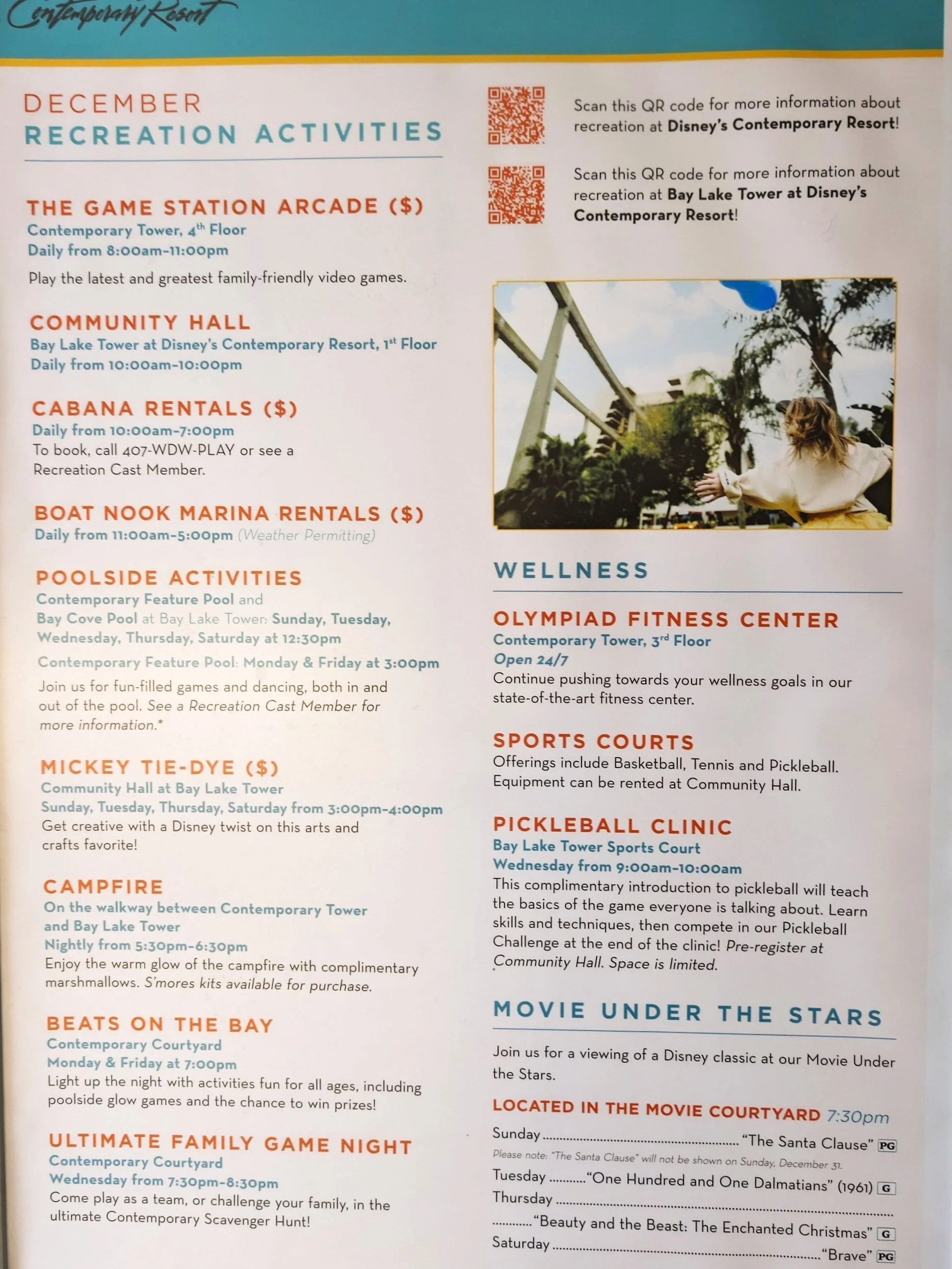 Disney's Contemporary Resort Activity Calendar Archive — Magical Resort ...