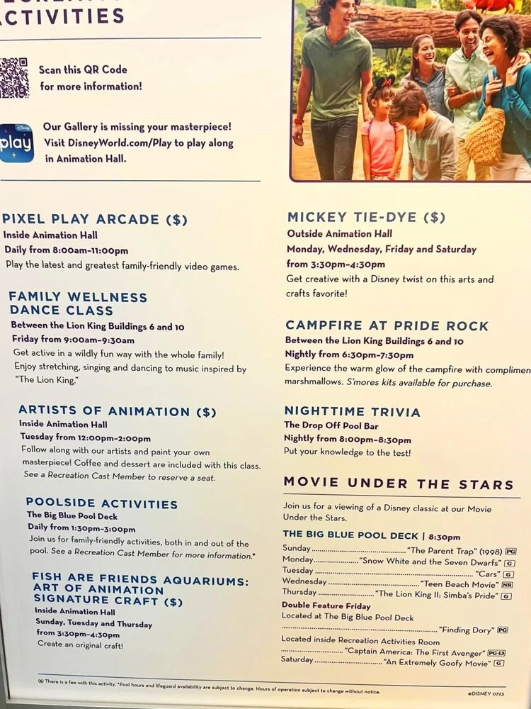 Disney's Art of Animation Resort Activity Calendar Archive — Magical ...