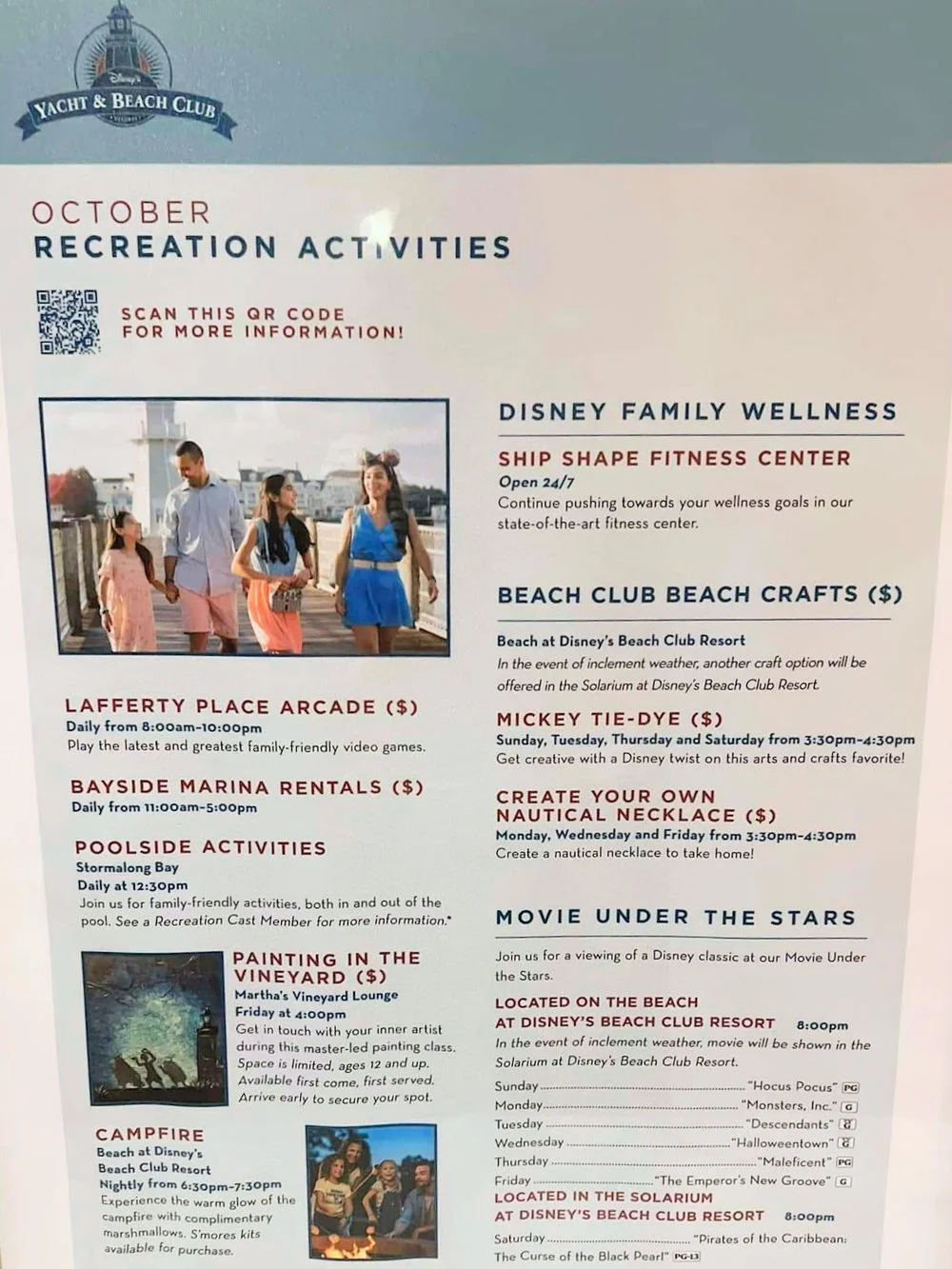 Disney's Yacht & Beach Club Resort Activity Calendar Archive — Magical ...