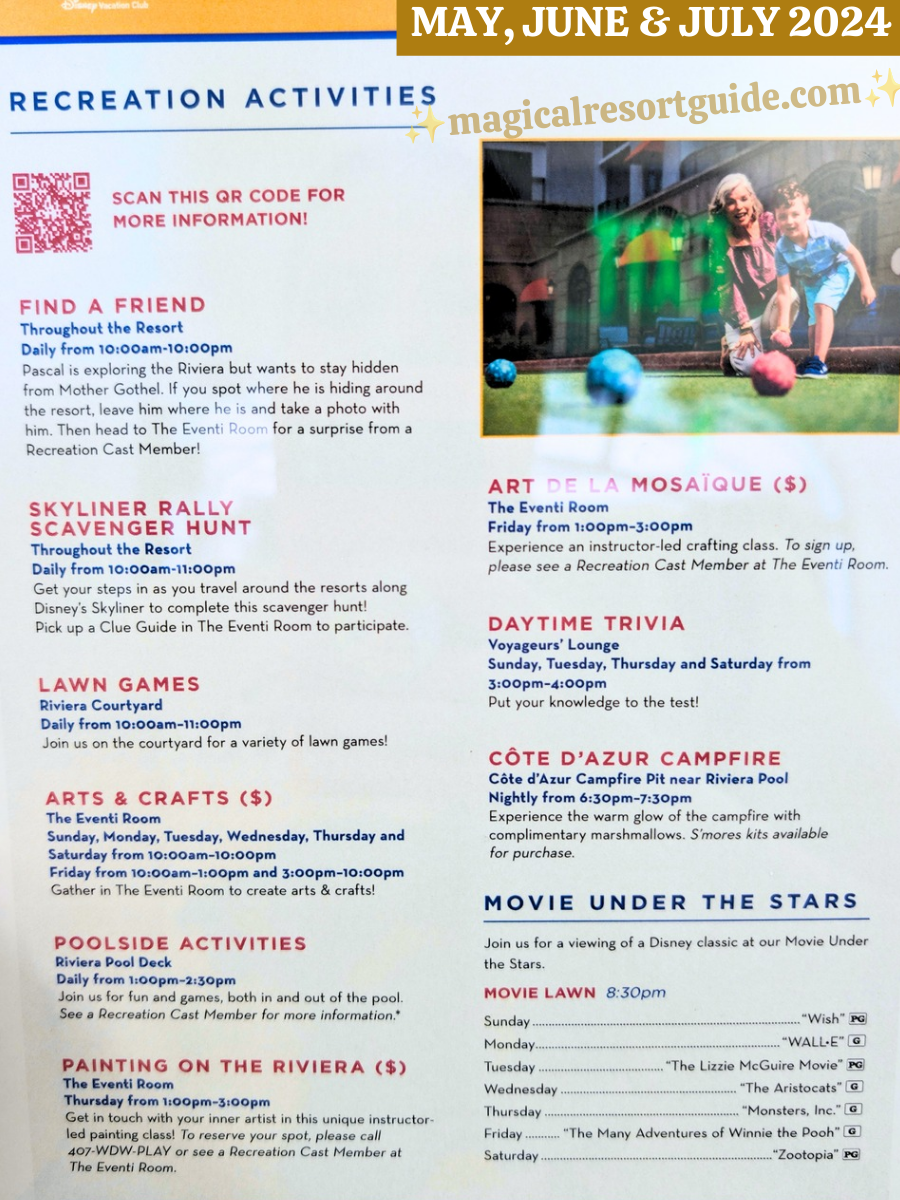 Disney's Riviera Resort Recreation Activities — Magical Resort Guide