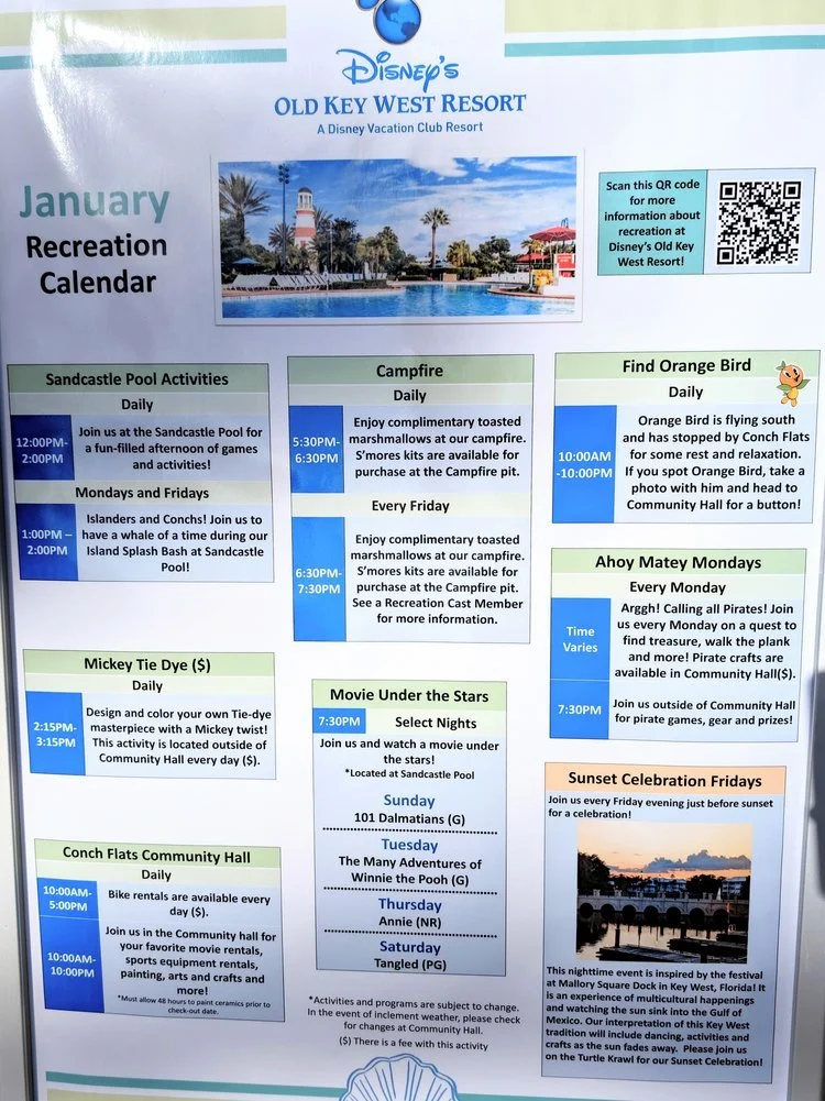 Disney's Old Key West Resort Activity Calendar Archive — Magical Resort ...