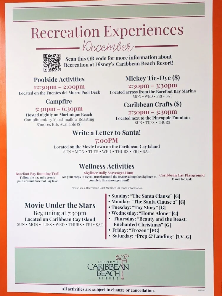 Disney's Caribbean Beach Resort Activity Calendar Archive — Magical ...