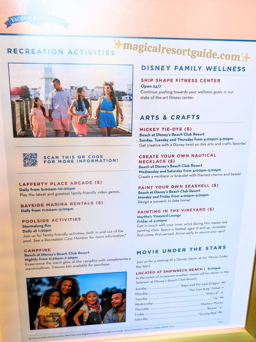 Disney's Yacht & Beach Club Resort Activity Calendar Archive — Magical ...